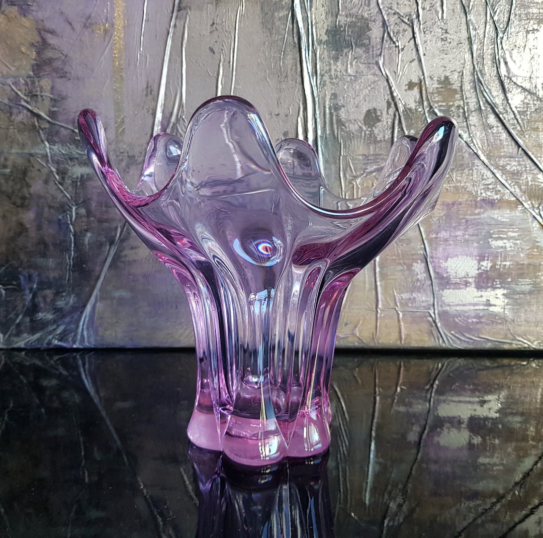 Val Saint Lambert Purple Vase, Beautiful, Heavy Crystal VSL From ...