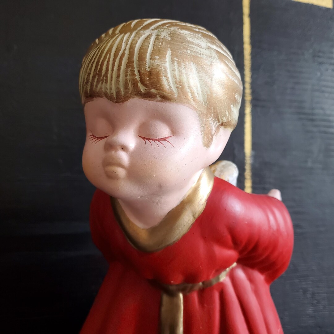 Large Ceramic Angel Figure, Kissing Angel Girl, Christmas Decoration ...