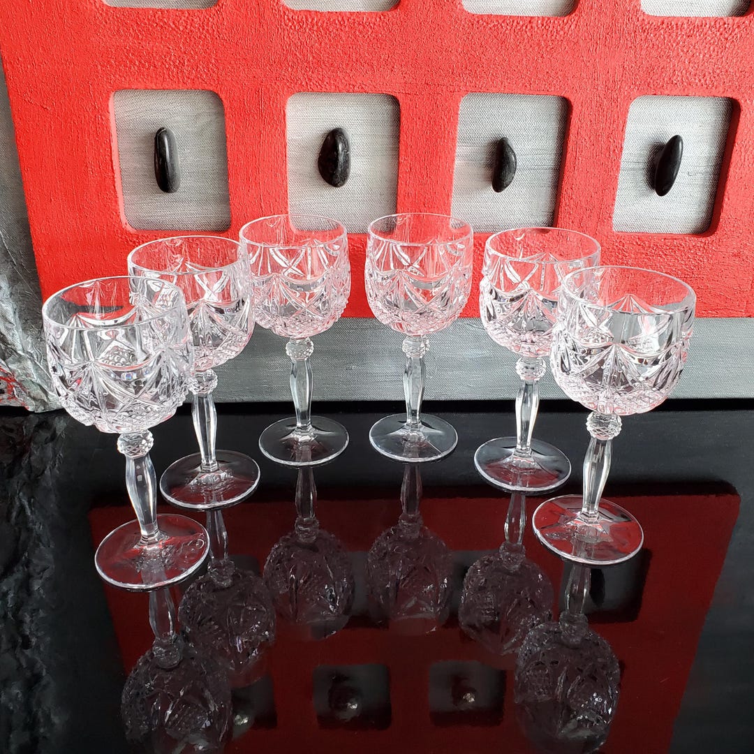 Set of 6 Nachtmann Crystal Wine Glasses, Katharinenhütte Burg Lindau ...