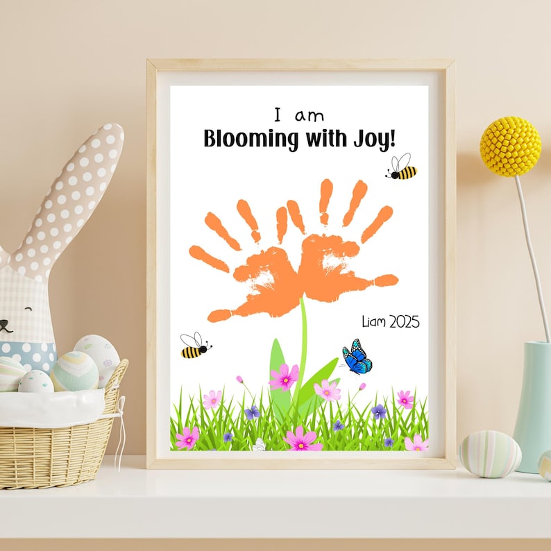 Spring Handprint Printable, Positive Affirmation Print, Garden Flowers ...