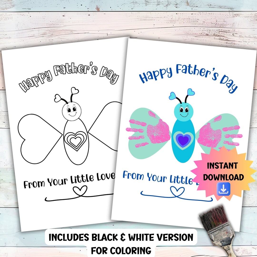 Fathers Day Gift Handprint Art Kit DIY Printable for Kids Classroom ...