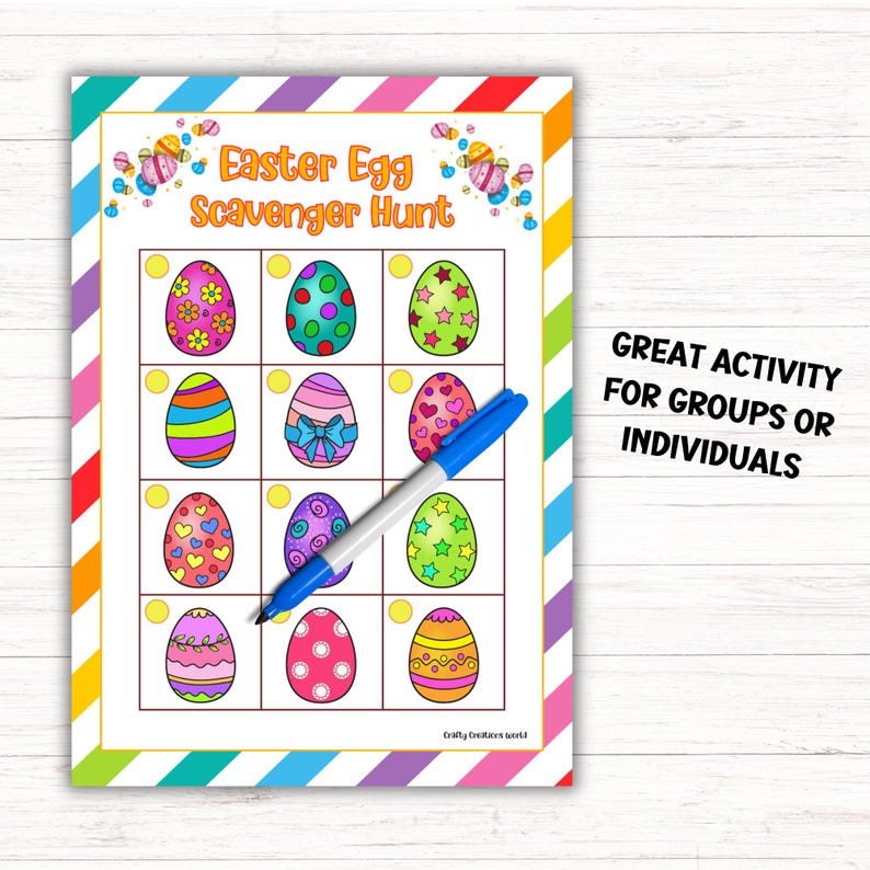 Easter Egg Scavenger Hunt, Printable Hide & Seek Game, Kids Picture ...