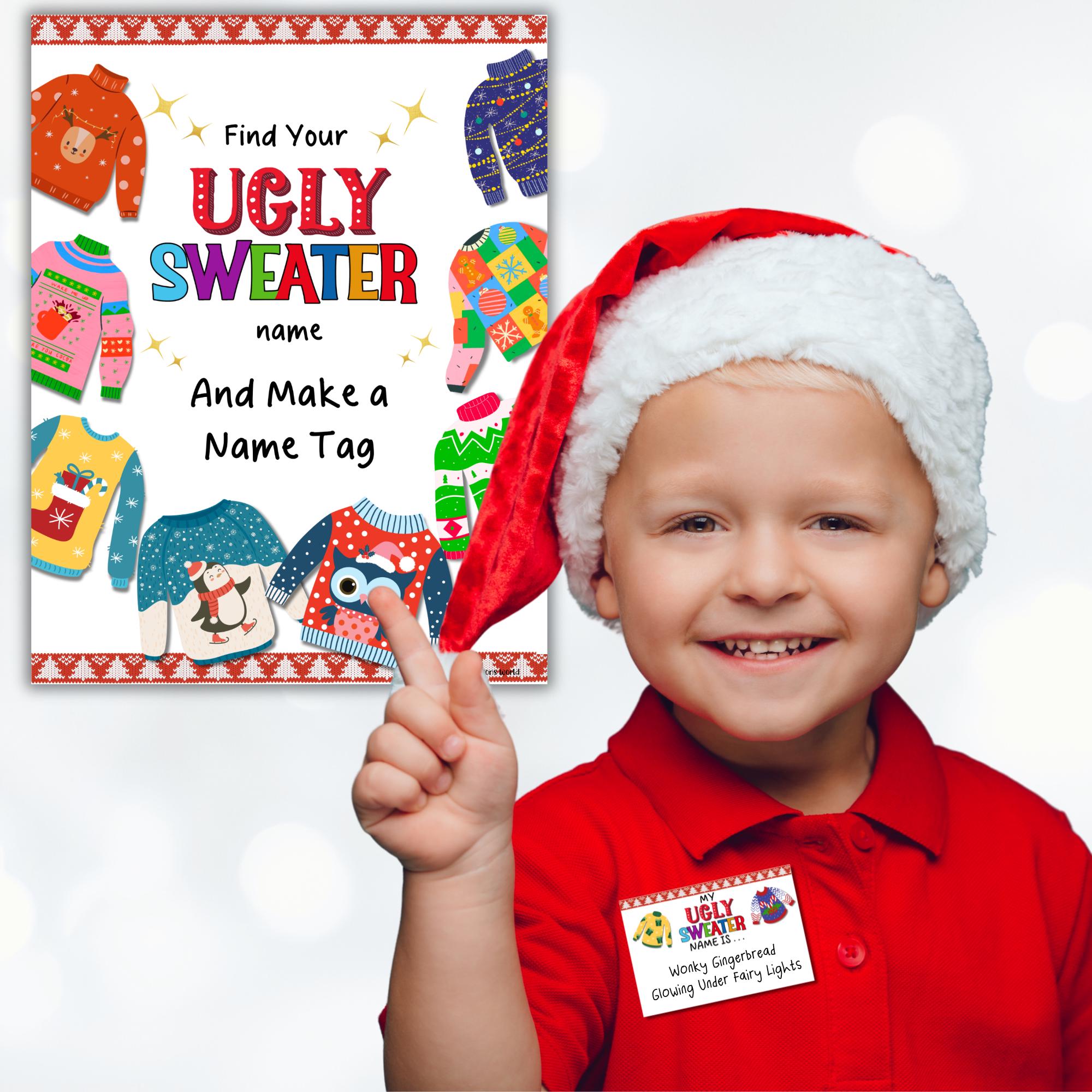 Ugly Sweater Name Generator, Christmas Printable Game for Kids, What's ...