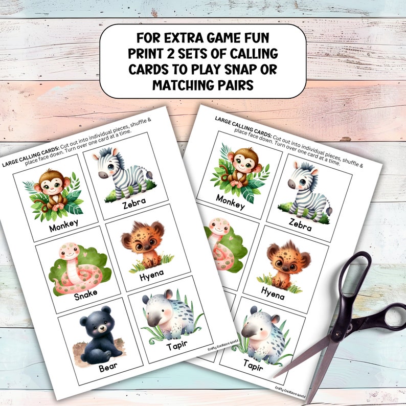 Safari Bingo Game, Printable Kids Party Activity, Jungle Theme Birthday ...