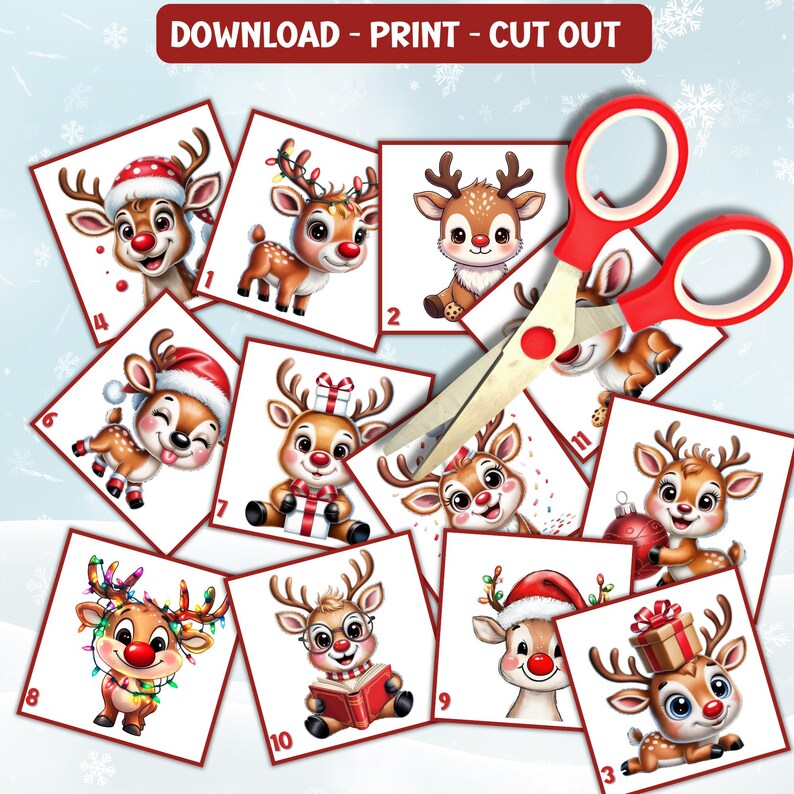 Reindeer Hunt Party Game Printable, Christmas Scavenger Hunt for Kids ...