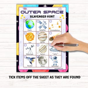 Outer Space Scavenger Hunt for Kids, Indoor or Outdoor Treasure Hunting ...