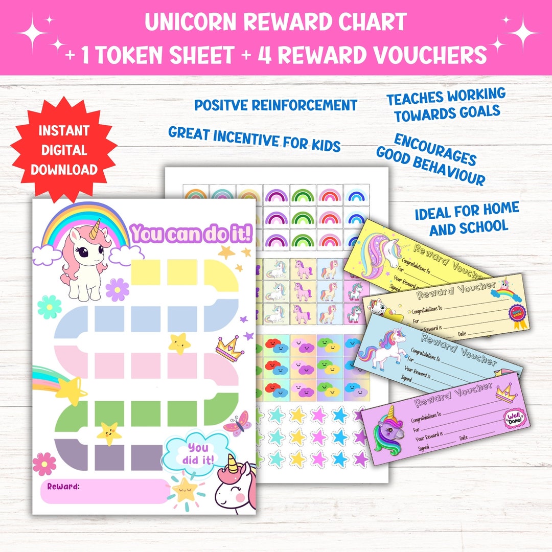 Unicorn Reward Chart, Child Task Tracker, Homeschool Sticker Chart ...