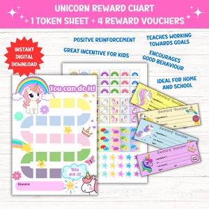 Unicorn Reward Chart, Child Task Tracker, Homeschool Sticker Chart ...