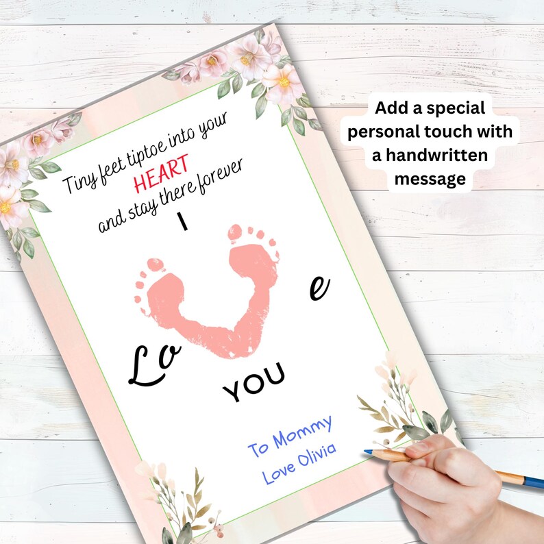 Mother's Day Printable Art, Kids' Footprint Keepsake Gift for Mom ...