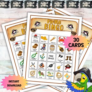Pirate Bingo Game, Printable Kids Party Activity, Pirates Fancy Dress ...