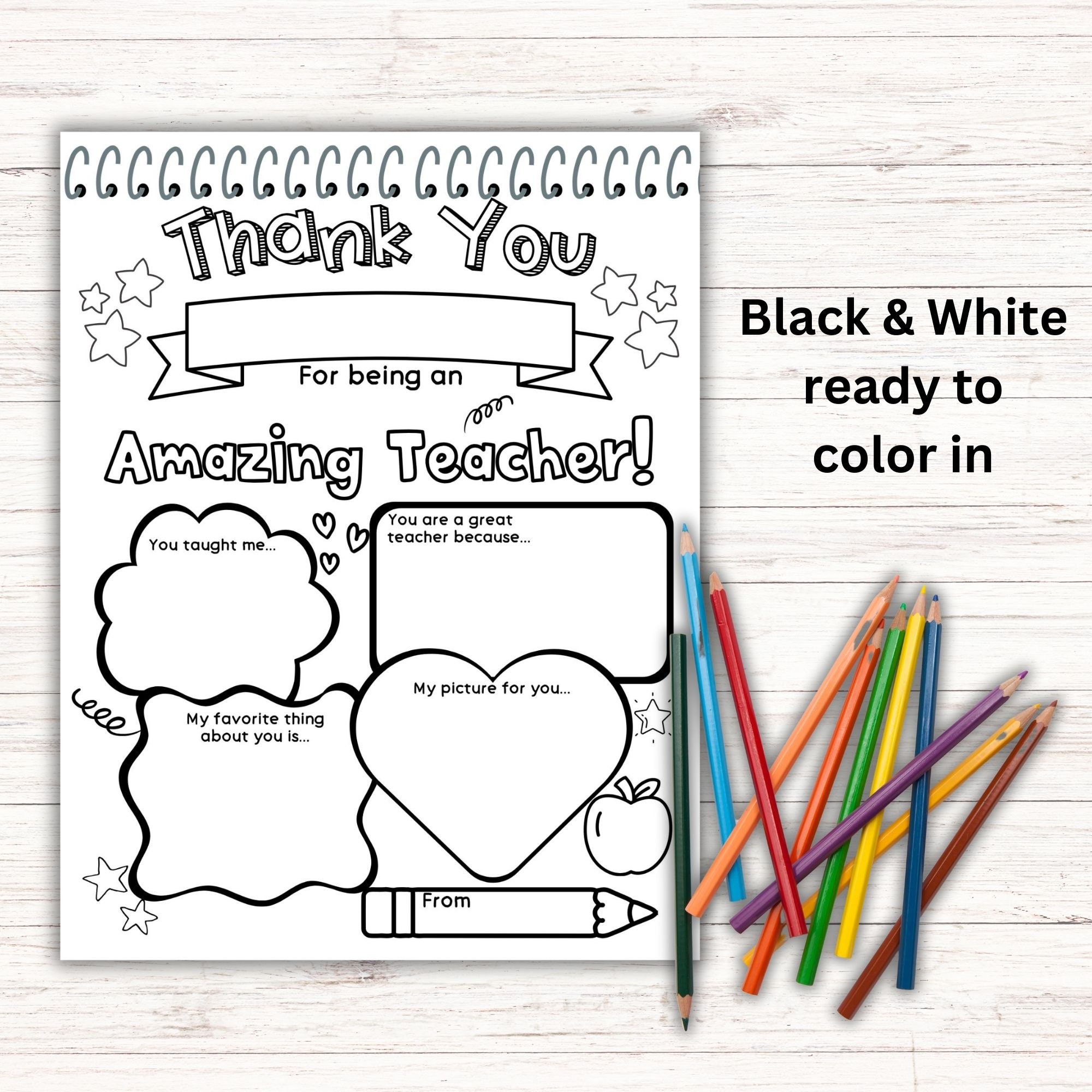 Teacher Appreciation Printable, Thank You Teacher Gift, Kids Education ...