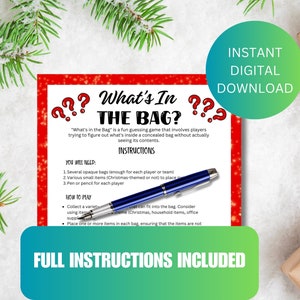 Christmas Party Printable Game, What's in the Bag Fun Family Activity ...
