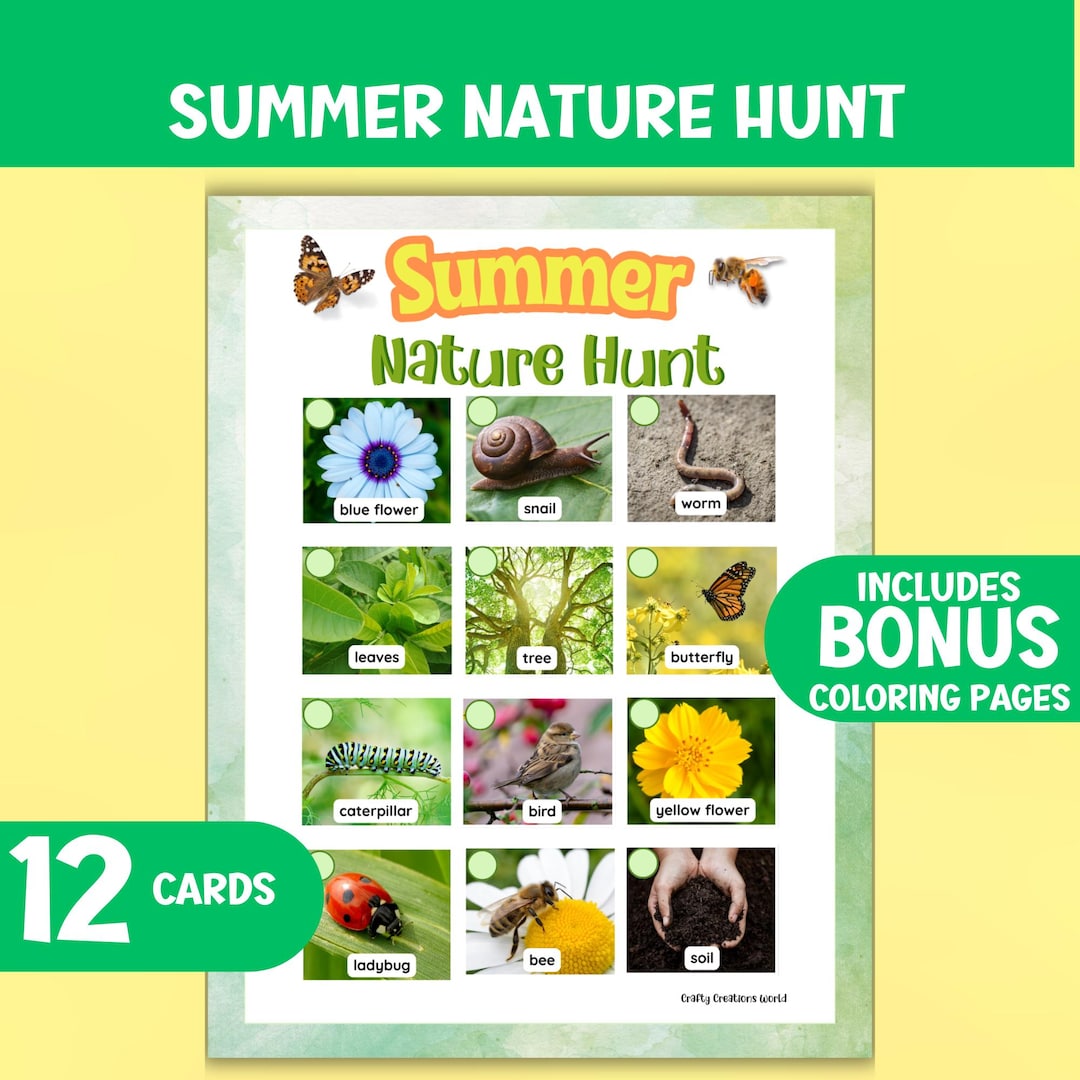 Summer Nature Scavenger Hunt for Kids, Indoor or Outdoor Holiday ...