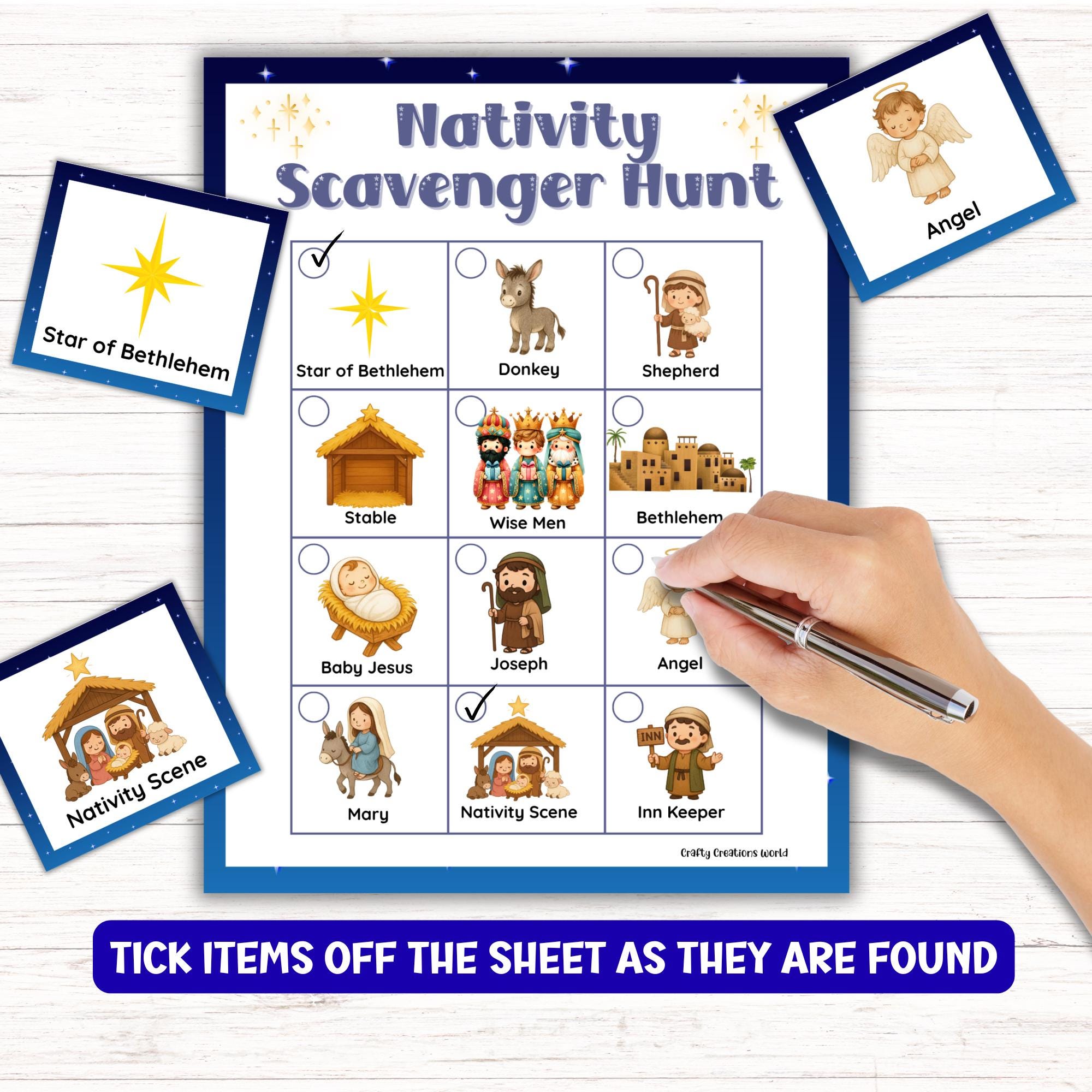 Nativity Scavenger Hunt Game, Christmas Story Activity, Printable Bible ...