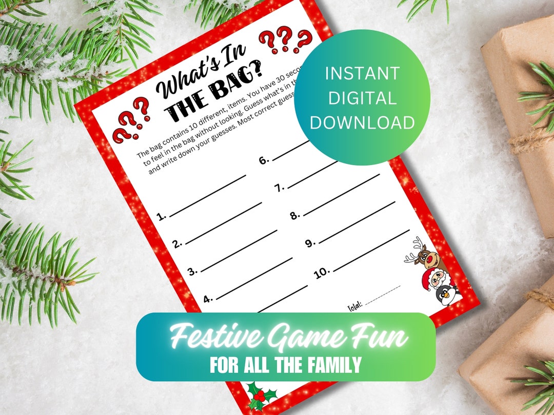 Christmas Party Printable Game, What's in the Bag Fun Family Activity ...