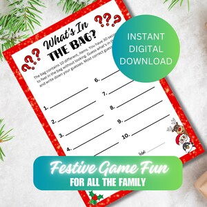 Christmas Party Printable Game, What's in the Bag Fun Family Activity ...