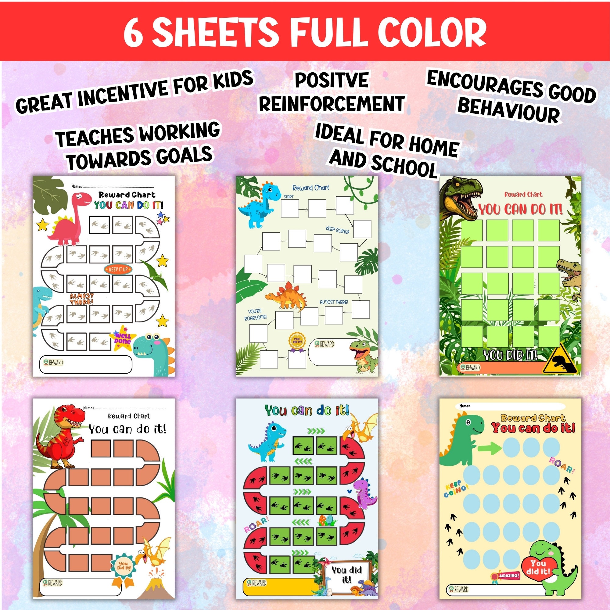 Dinosaur Reward Chart Bundle, Child Task Behaviour Tracker, Homeschool ...