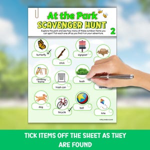 Park Scavenger Hunt Printable for Kids, Summer Vacation Activity ...