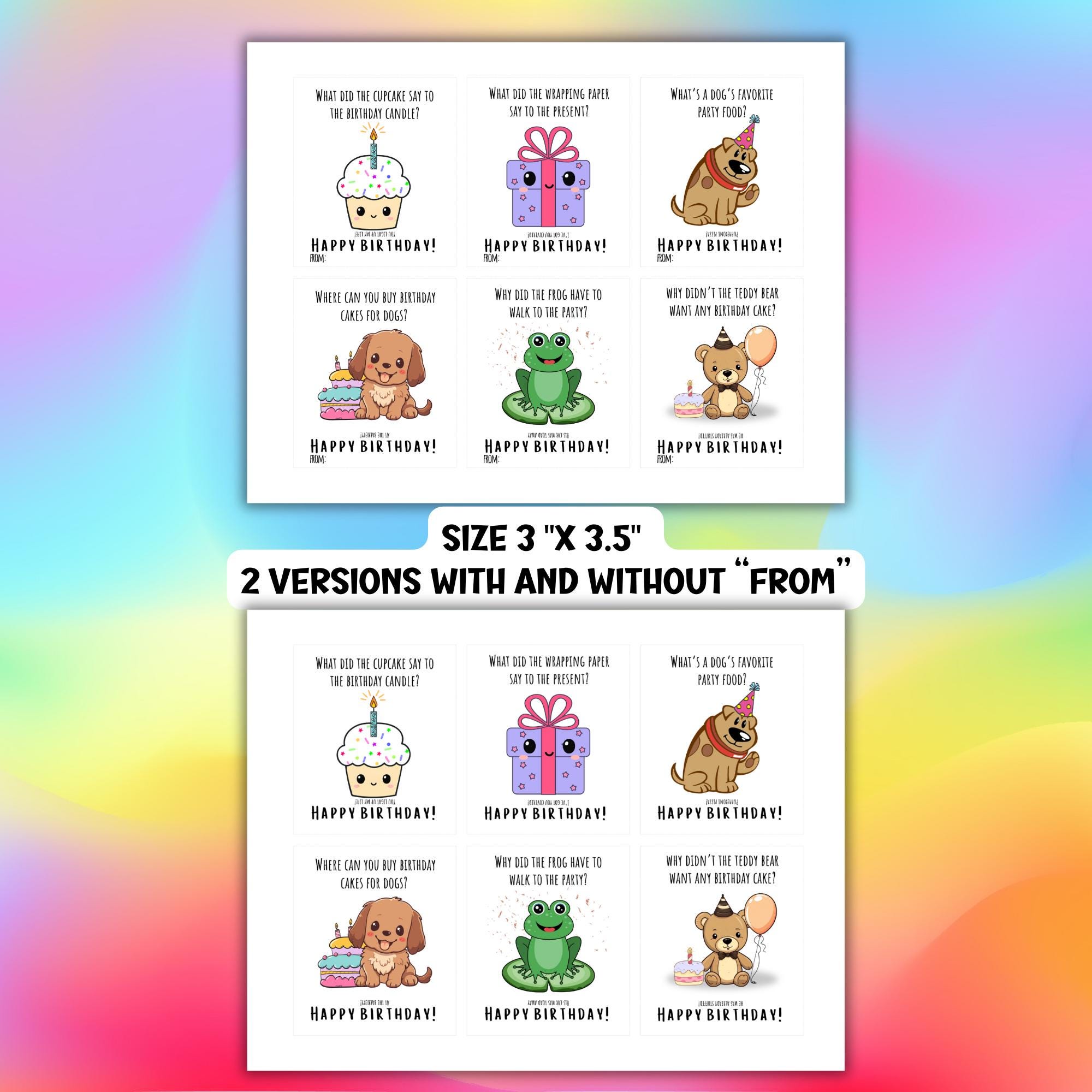 Birthday Cards Printable, Funny Joke Cards Bundle, Humorous Gift Tags ...
