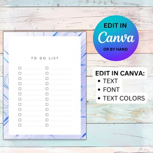 Editable to Do Lists, Activities Checklist, Printable Customized ...