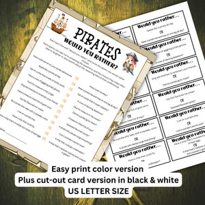 Pirates Printable Game, Would You Rather, This or That Kids Activity ...