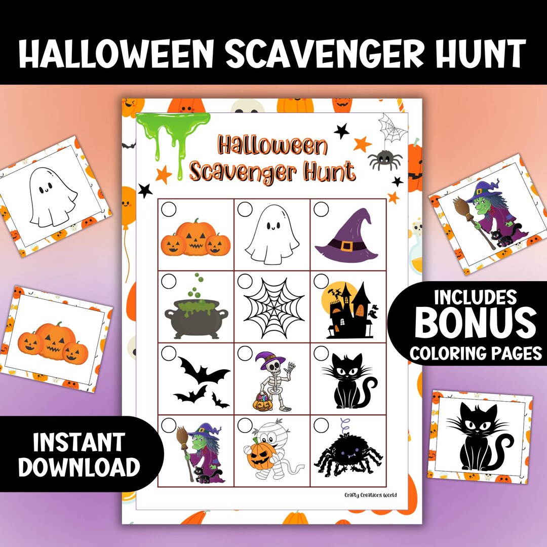 Halloween Scavenger Hunt for Kids, Indoor or Outdoor Spooky Activity ...