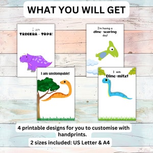 Dinosaur Handprint Art Bundle, DIY Printable for Kids, Classroom Crafts ...