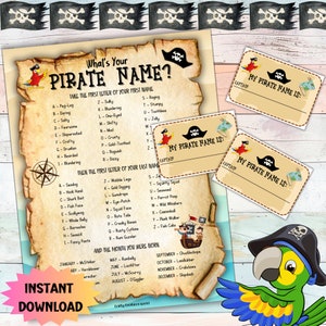Whats Your Pirate Name Party Game for Kids, Fun Name Generator Activity ...
