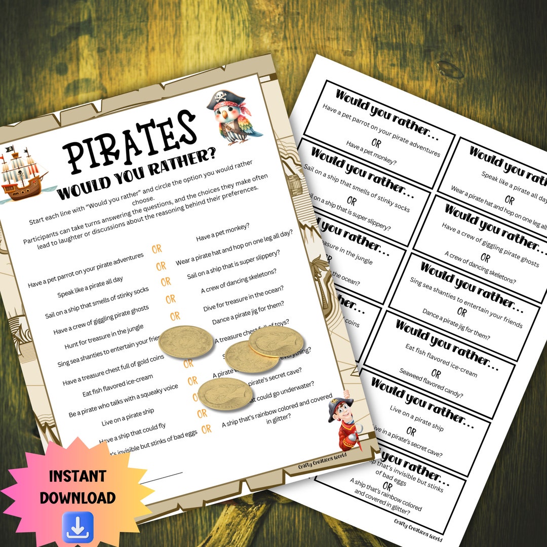 Pirates Printable Game, Would You Rather, This or That Kids Activity ...