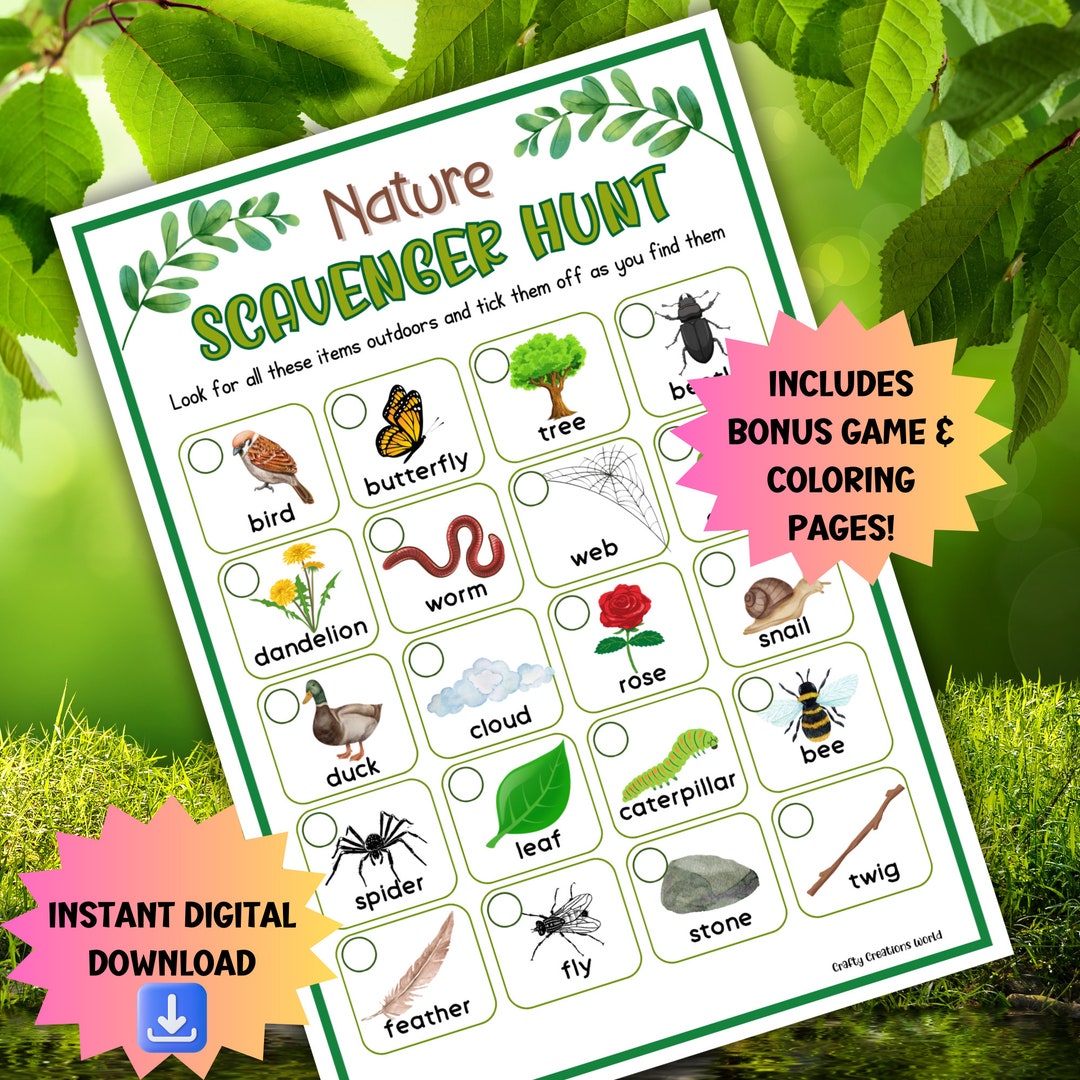 Nature Scavenger Hunt for Kids, Printable Outdoor Activity, Kids ...