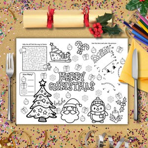 Christmas Placemat, Coloring Activity Sheet, Party Table Decor for Kids ...