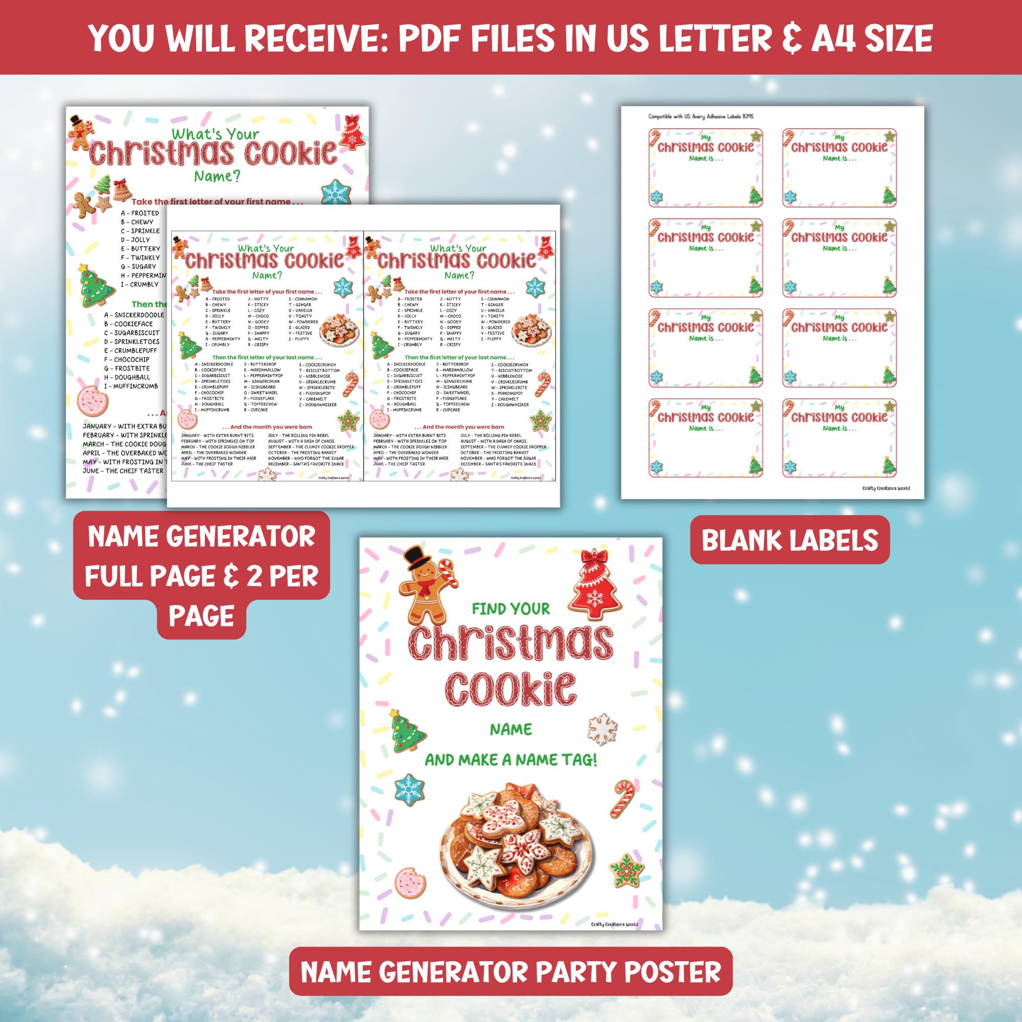 Christmas Cookie Name Game, Xmas Printable Name Generator for Kids ...