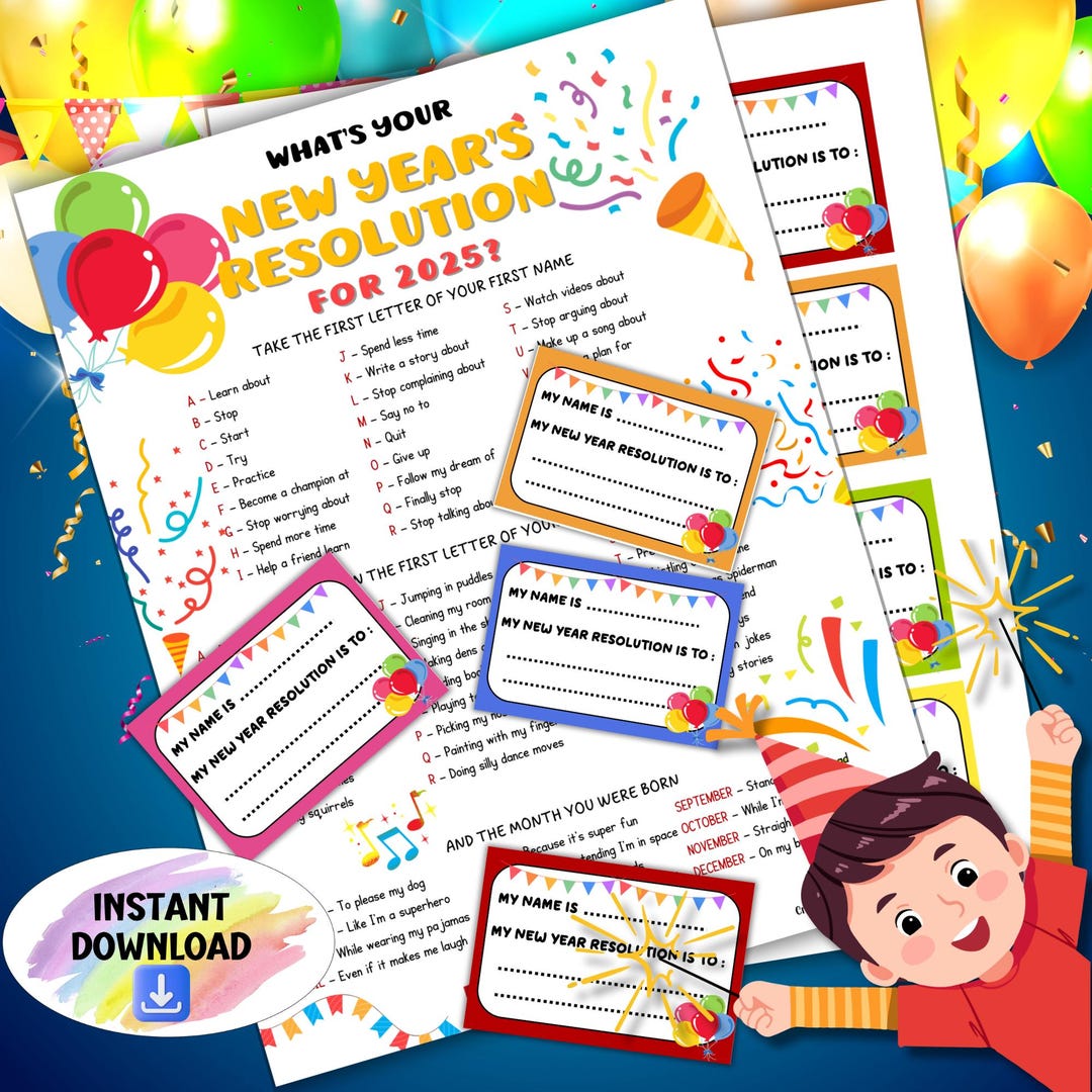 Whats Your New Year's Resolution Game for Kids, New Year Party Game ...