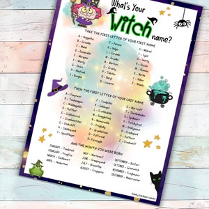 Whats Your Witch Name Halloween Game, Fun Name Generator Activity ...
