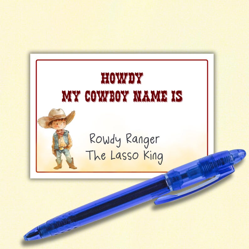 Whats Your Cowboy Name Party Game for Kids, Wild West Name Generator ...