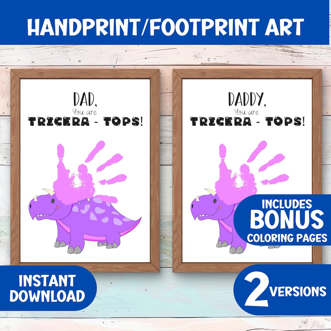 Fathers Day Gift, Dinosaur Handprint Art Kit, DIY Printable for Kids ...