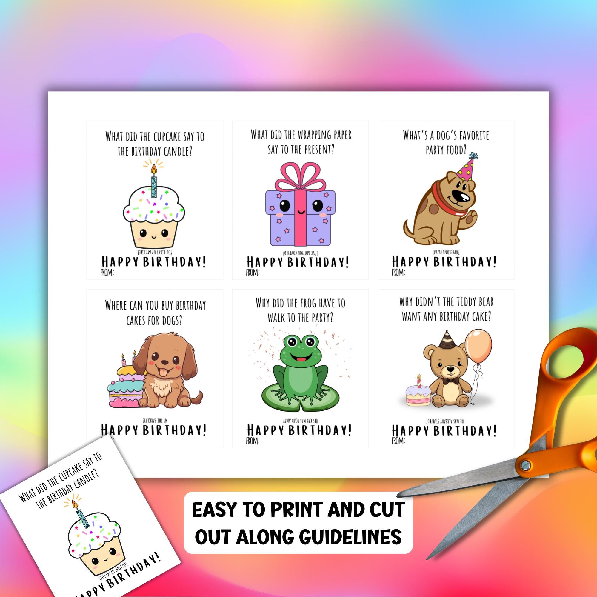 Birthday Cards Printable, Funny Joke Cards Bundle, Humorous Gift Tags ...