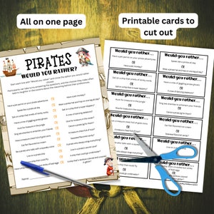 Pirates Printable Game, Would You Rather, This or That Kids Activity ...