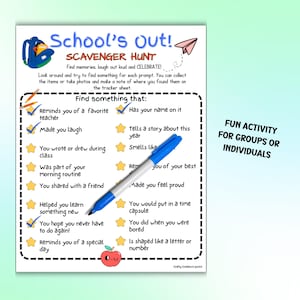 Schools Out Scavenger Hunt for Kids, Indoor or Outdoor Treasure Hunting ...
