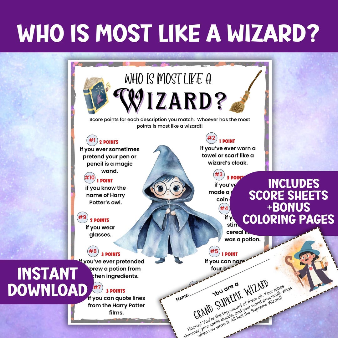 Who is Most Like a Wizard, Kids Halloween Party Game, Wizard School ...