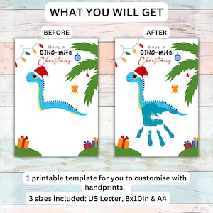 Christmas Handprint, Dinosaur Handprint Art, Christmas Arts and Crafts ...