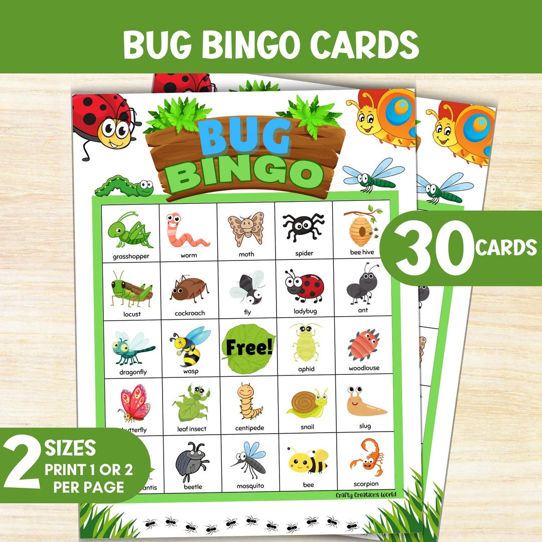 Bug Bingo Game, Printable Nature Party Game, Classroom Minibeasts ...