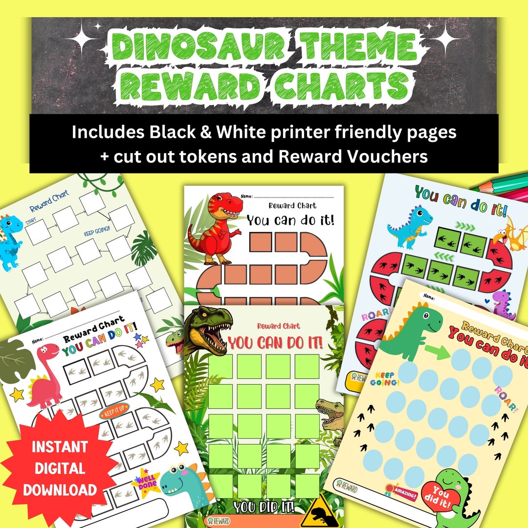 Dinosaur Reward Chart Bundle, Child Task Behaviour Tracker, Homeschool ...