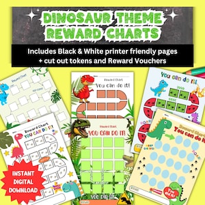 Dinosaur Reward Chart Bundle, Child Task Behaviour Tracker, Homeschool ...