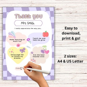 Teacher Appreciation Printable, Thank You Teacher Gift, All About My ...