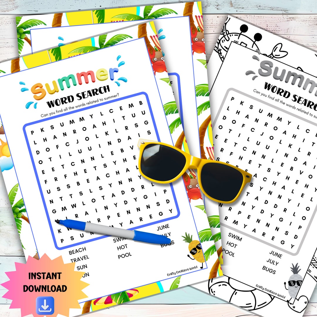 Summer Word Search Game, Printable Puzzle Activity for Kids, Speech ...