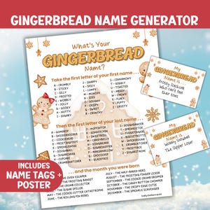 Gingerbread Name Generator, Christmas Printable Game for Kids, What's ...