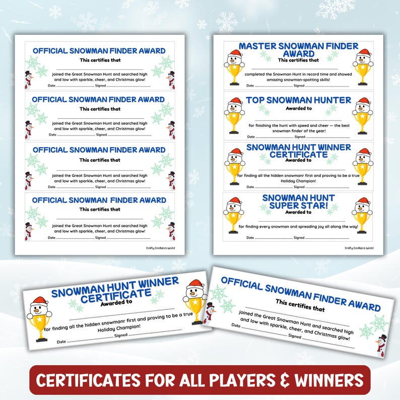 Snowman Hunt Party Game Printable, Christmas Scavenger Hunt for Kids ...