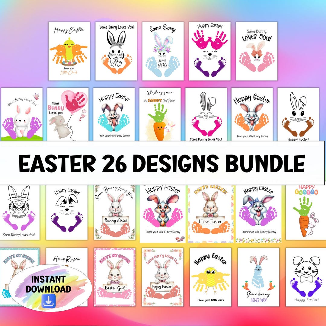 Easter Handprint Footprint Art Craft Bundle, New Baby Keepsake, Prek ...