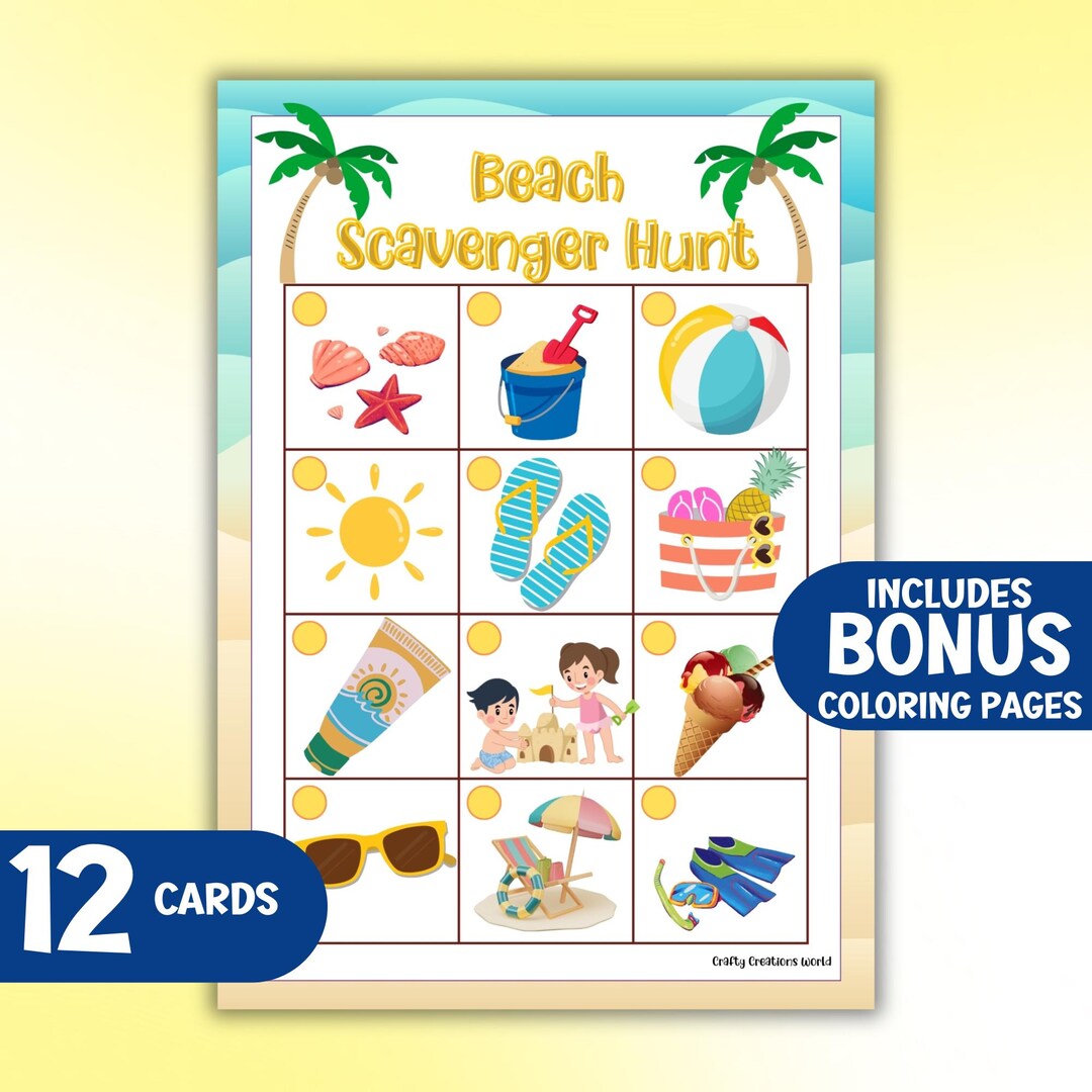 Beach Theme Scavenger Hunt for Kids, Indoor or Outdoor School Holiday ...
